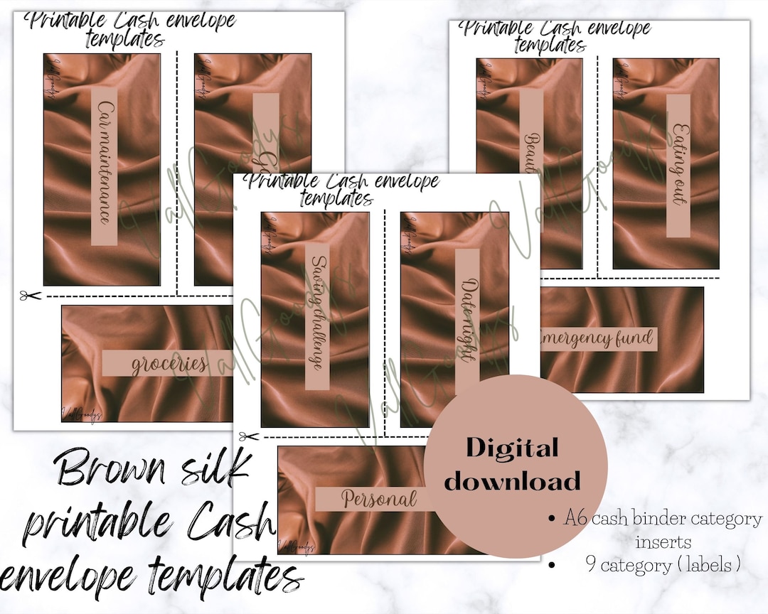 Brown Silk Printable Cash Envelope Template Not Laminated - Etsy