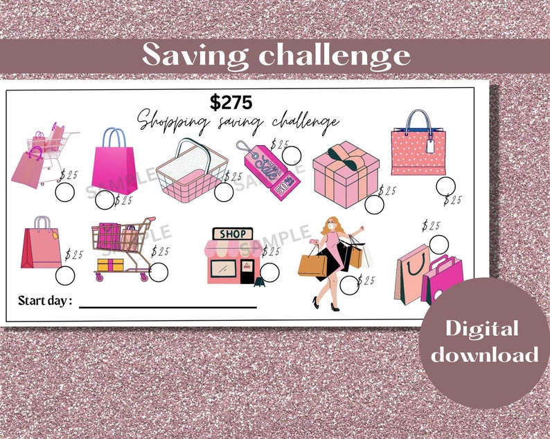Mini Shopping Savings Challenge, 3x6",digital Download, PDF, Low Income ...