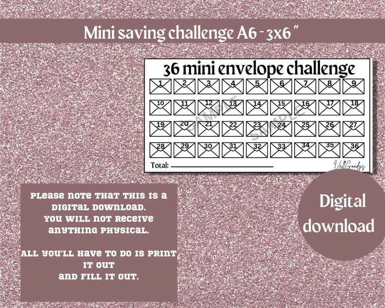 Mini 36 Envelope Challenge Savings Challenge - Etsy