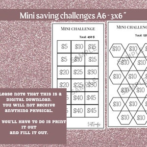 2 Mini Savings Challenges, up to 600, 3x6,digital Download, PDF, Low ...