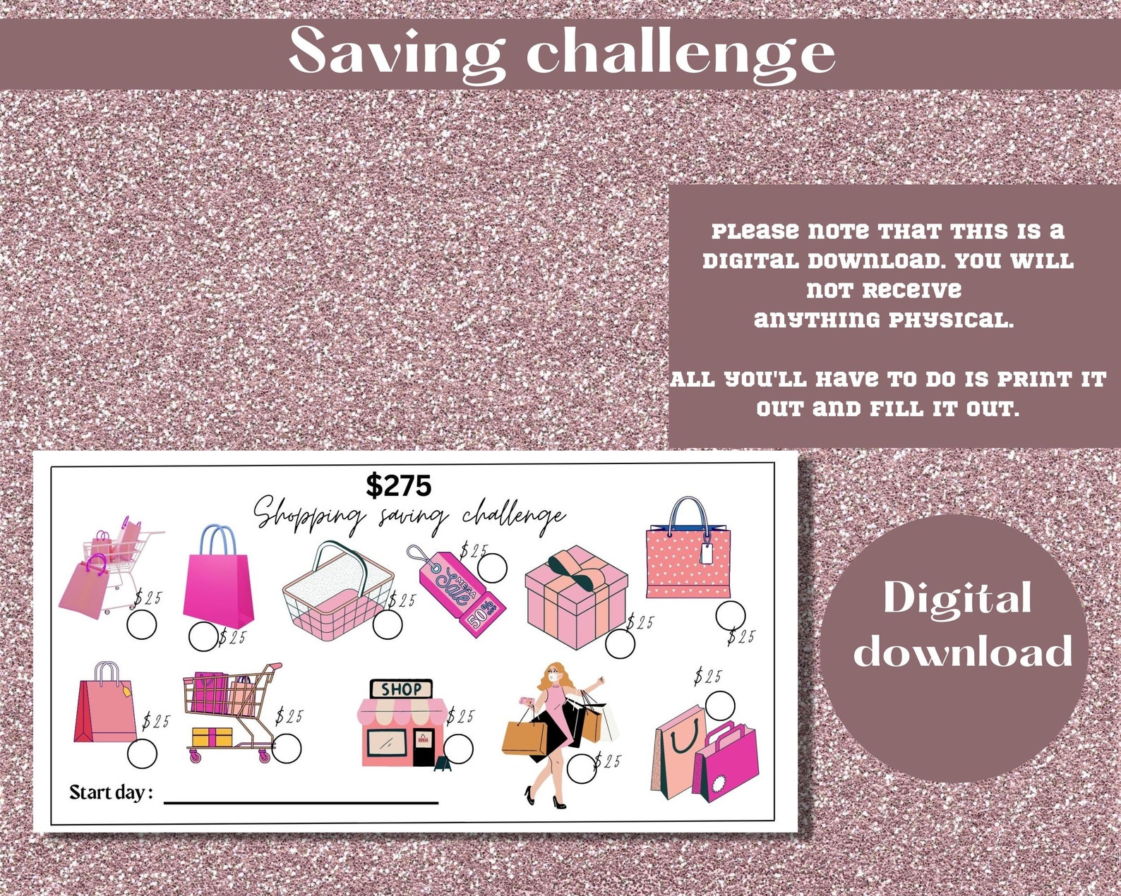Mini Shopping Savings Challenge, 3x6",digital Download, PDF, Low Income ...