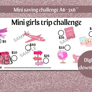 Mini Girl Trip Savings Challenge, 3x6",digital Download, PDF, Low ...