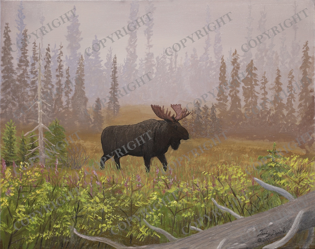 Wildlife Moose Painting - Limited Edition Fine Art Print - Mistful ...