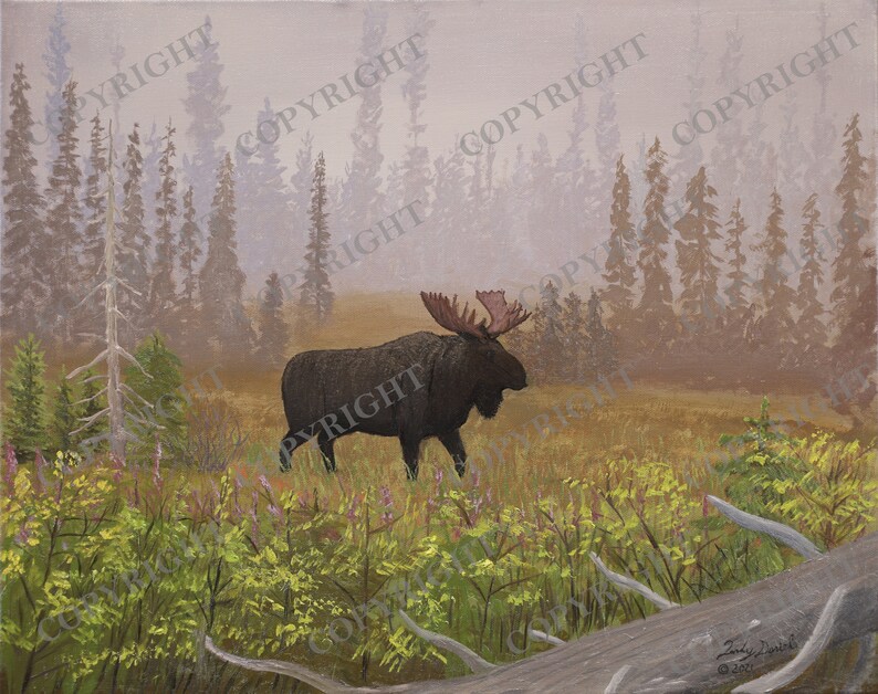 Wildlife Moose Painting - Limited Edition Fine Art Print - Mistful ...