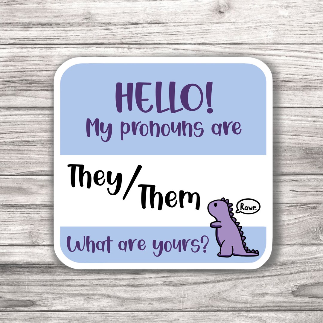 Gender Pronouns Laminated Vinyl Sticker - Etsy