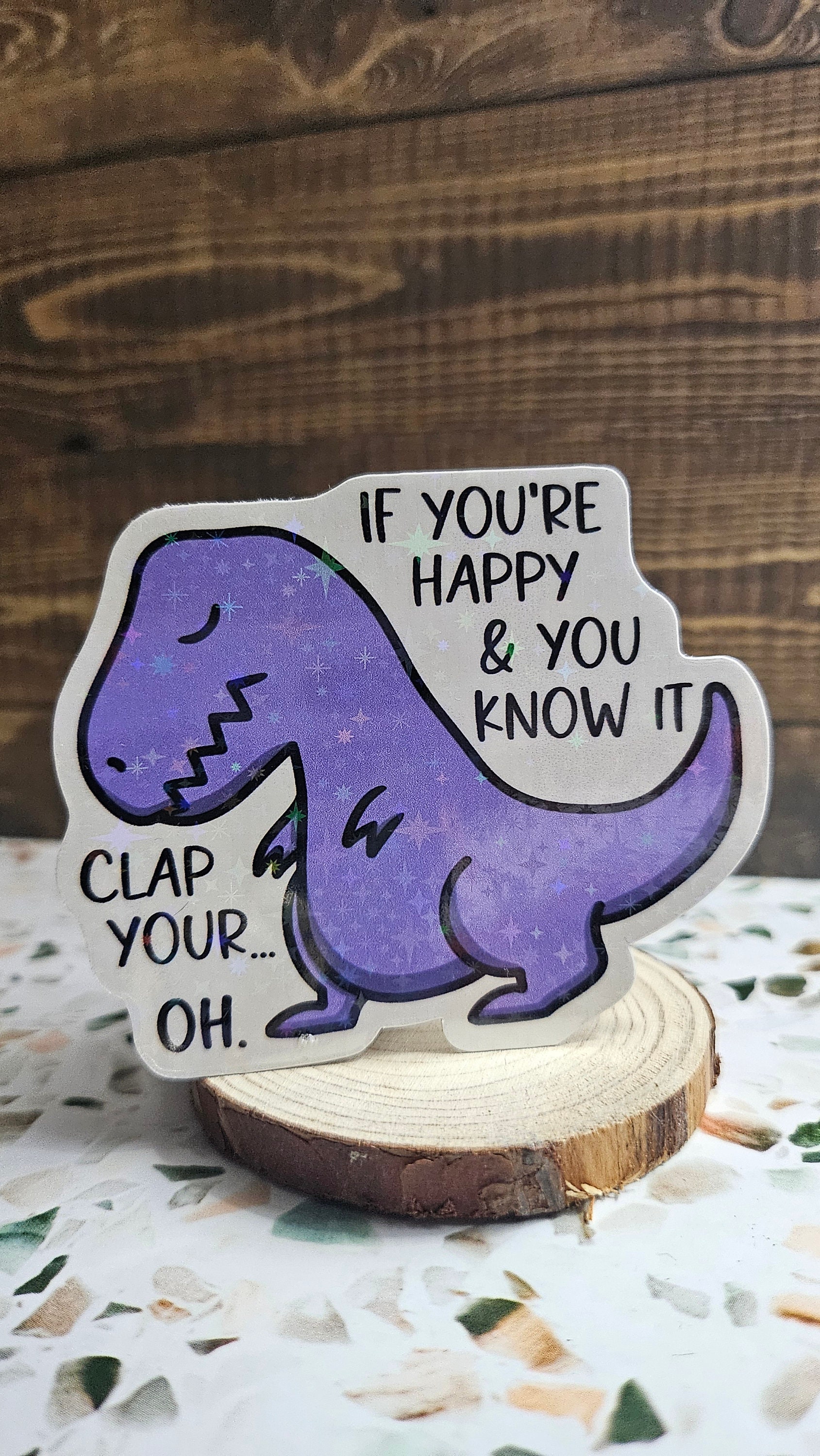 T-rex Clap Dinosaur Laminated Vinyl Sticker - Etsy