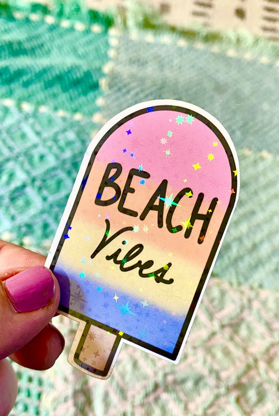 Beach Vibes Popsicle Laminated Vinyl Sticker - Etsy