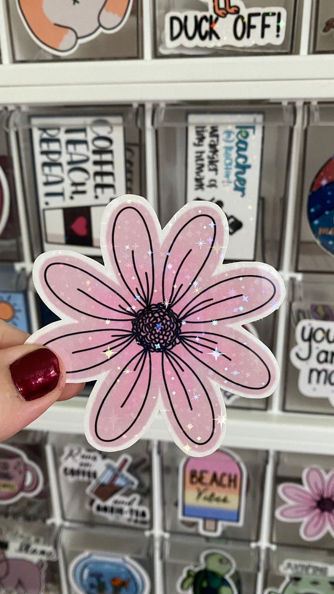 Pink Flower Laminated Vinyl Sticker - Etsy