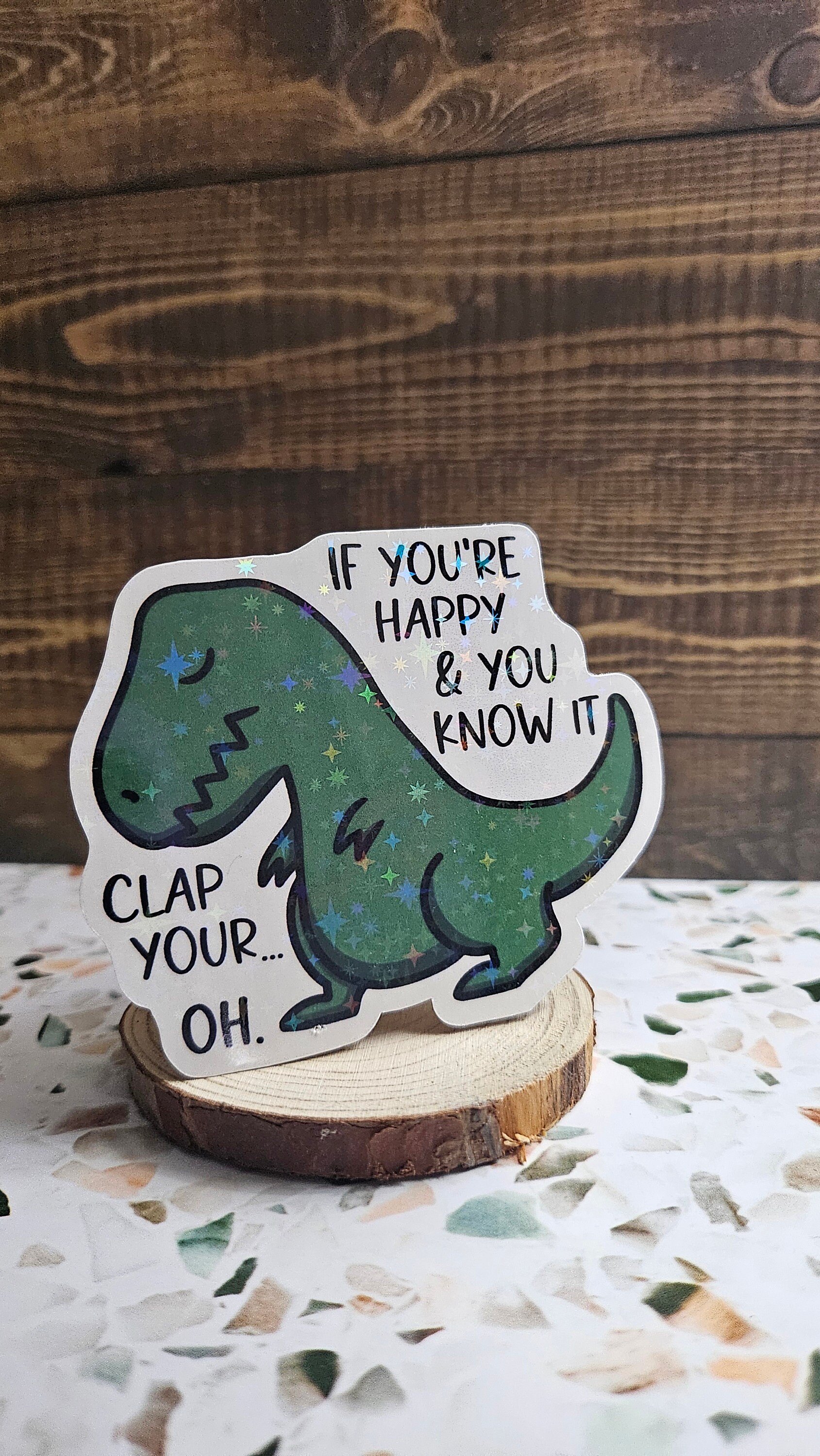 T-rex Clap Dinosaur Laminated Vinyl Sticker - Etsy