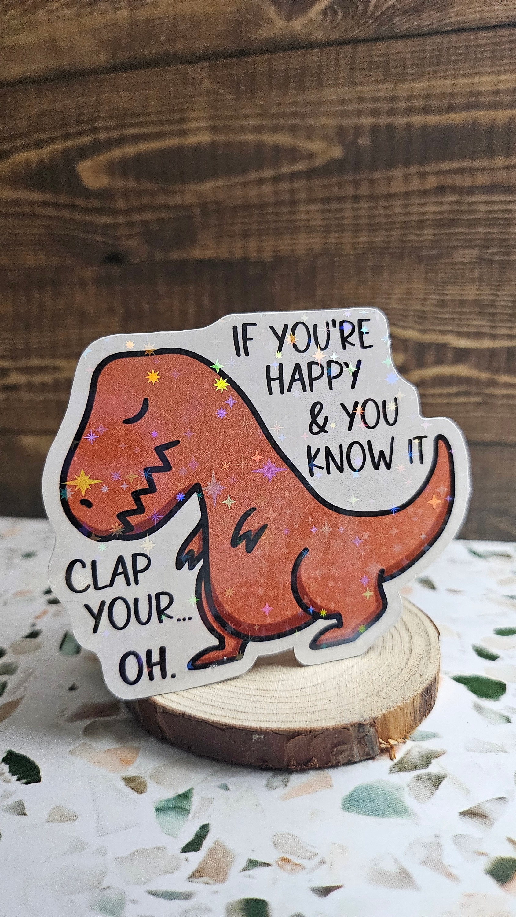 T-rex Clap Dinosaur Laminated Vinyl Sticker - Etsy