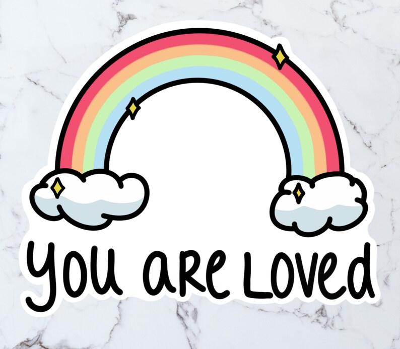 You Are Loved Rainbow Laminated Vinyl Sticker - Etsy