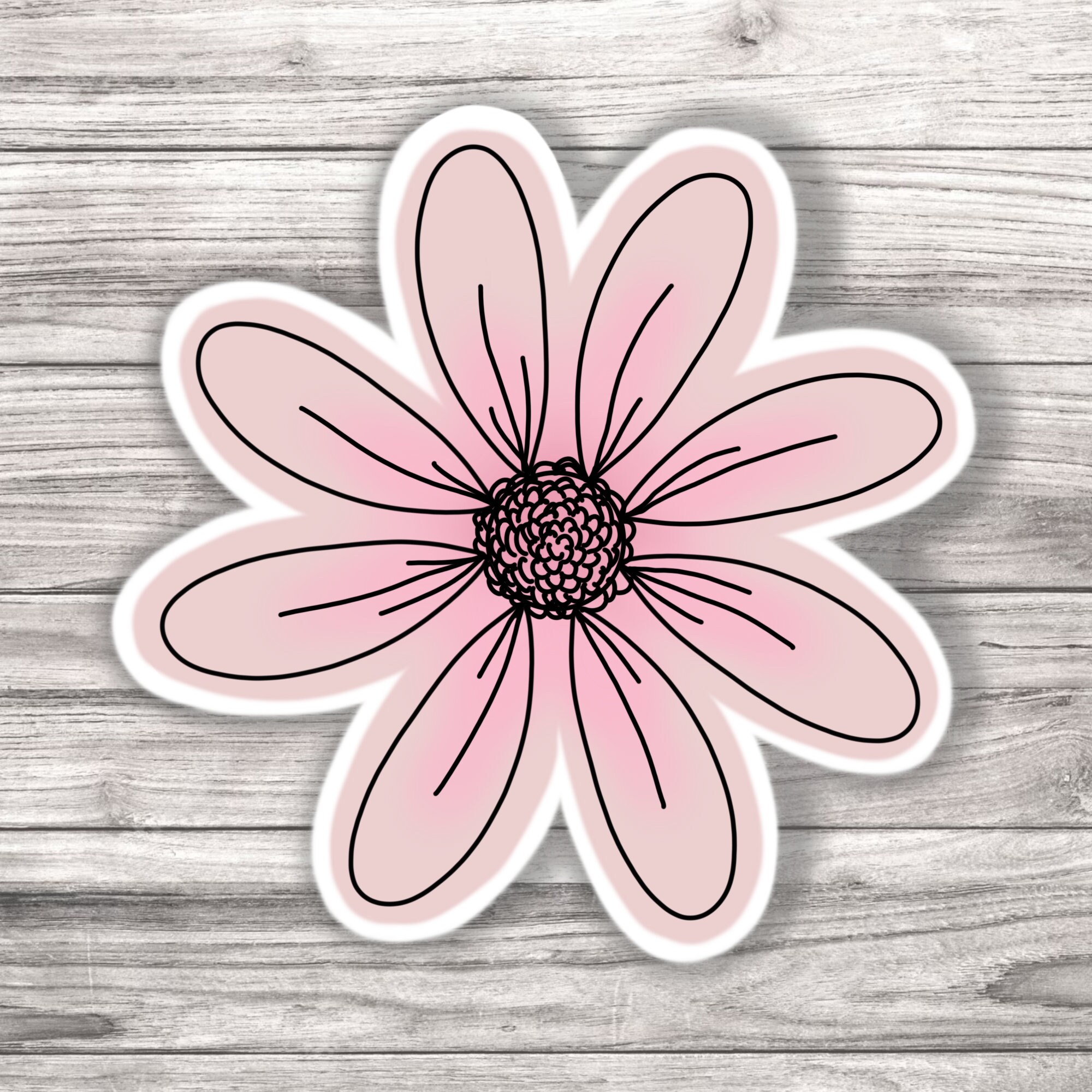 Pink Flower Laminated Vinyl Sticker - Etsy