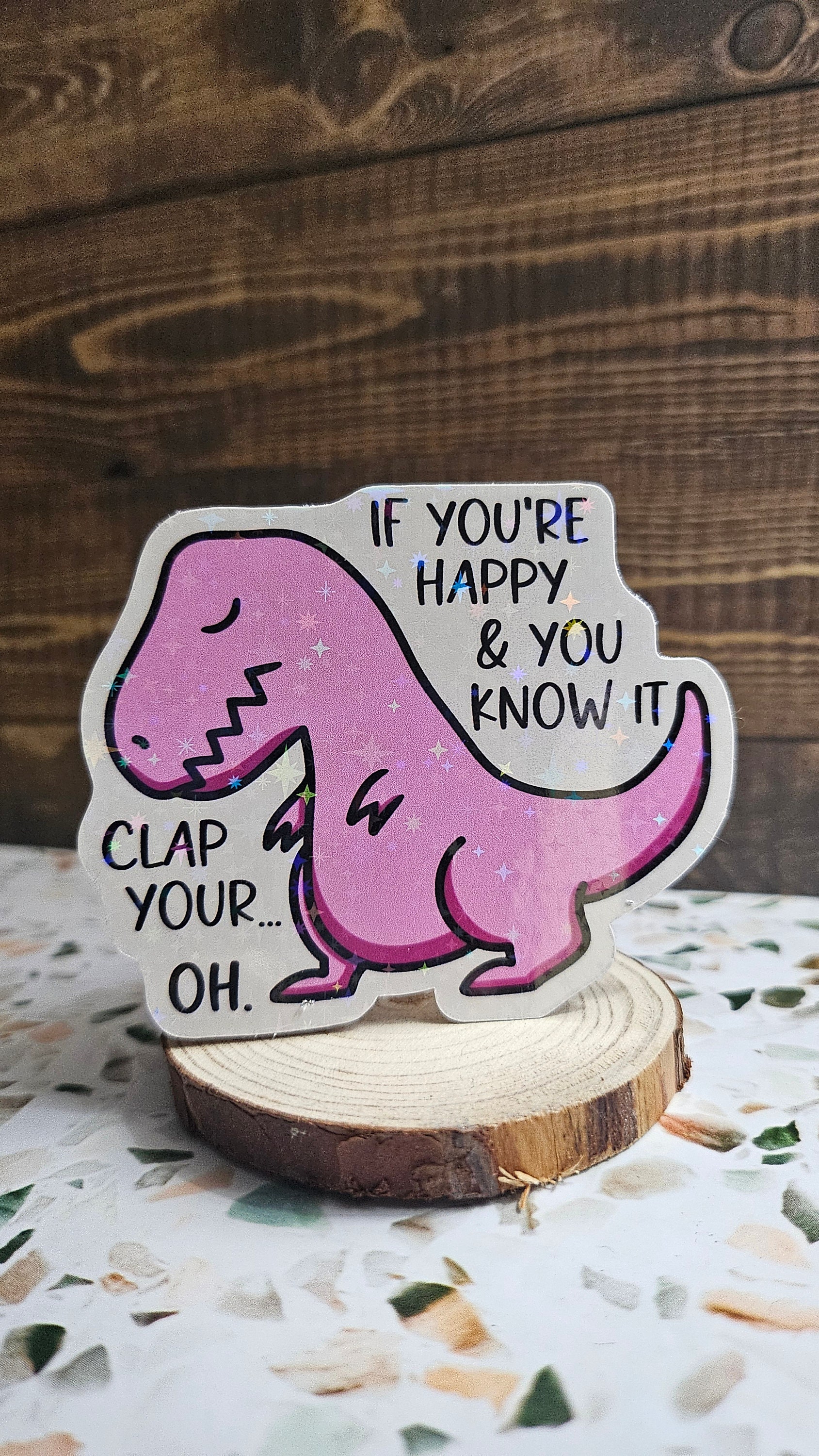 T-rex Clap Dinosaur Laminated Vinyl Sticker - Etsy