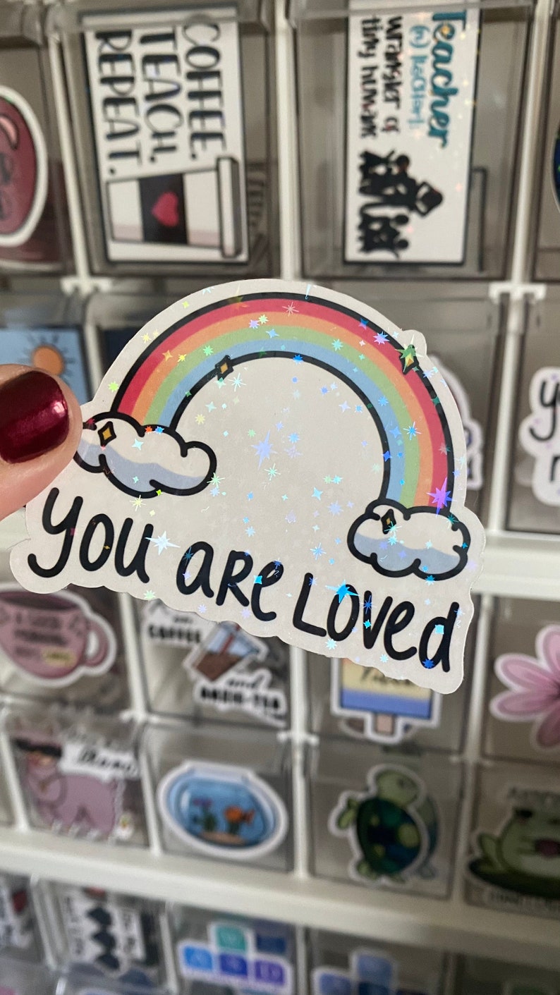 You Are Loved Rainbow Laminated Vinyl Sticker - Etsy