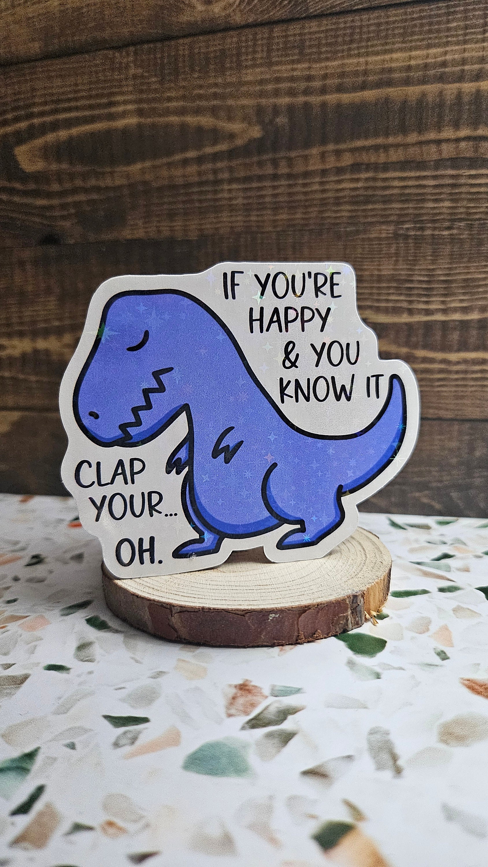T-rex Clap Dinosaur Laminated Vinyl Sticker - Etsy