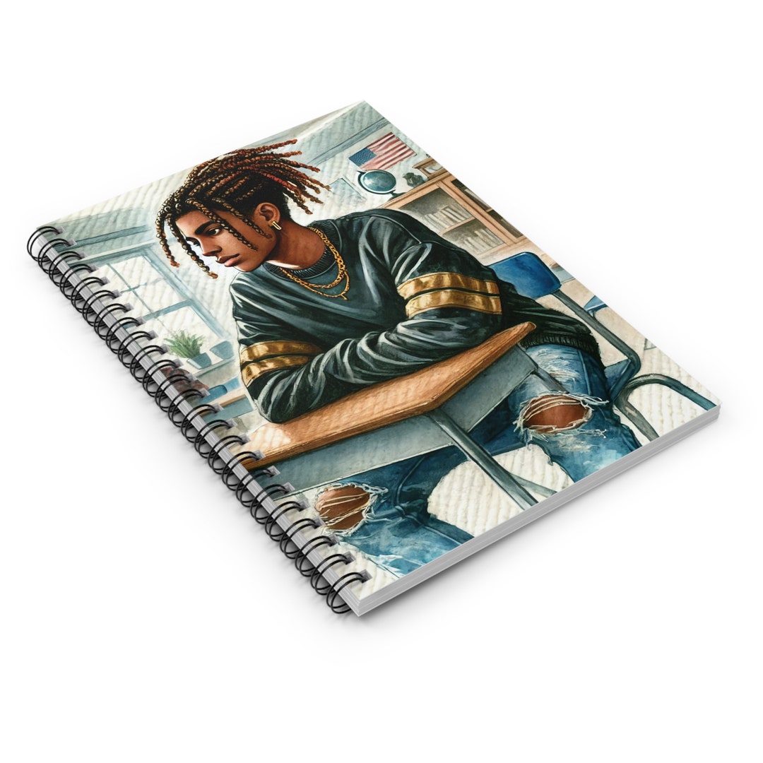 African American Boy Spiral Notebook - Ruled Line for School - Etsy