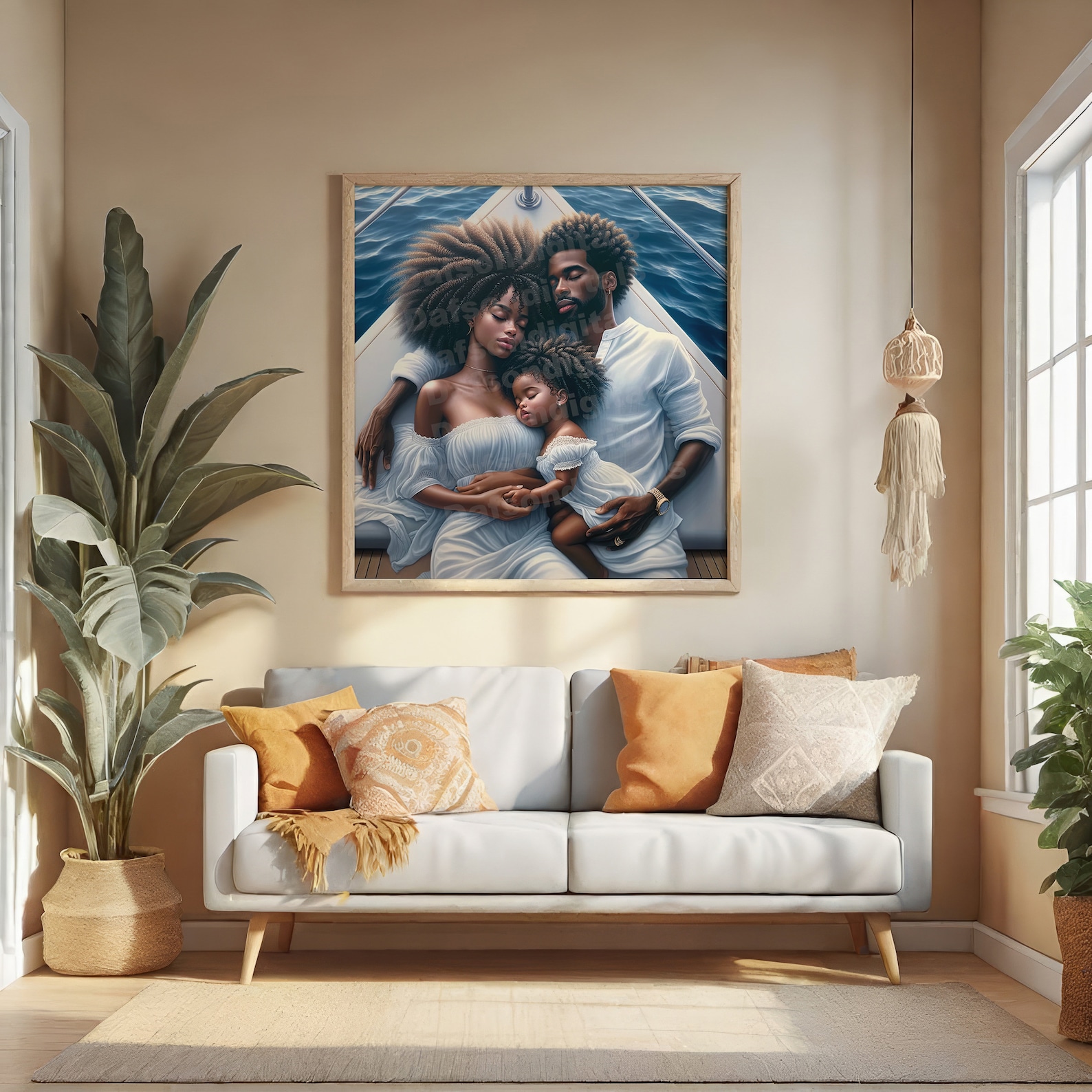 African American Family Art Print Black Unframed Art Mom Dad And
