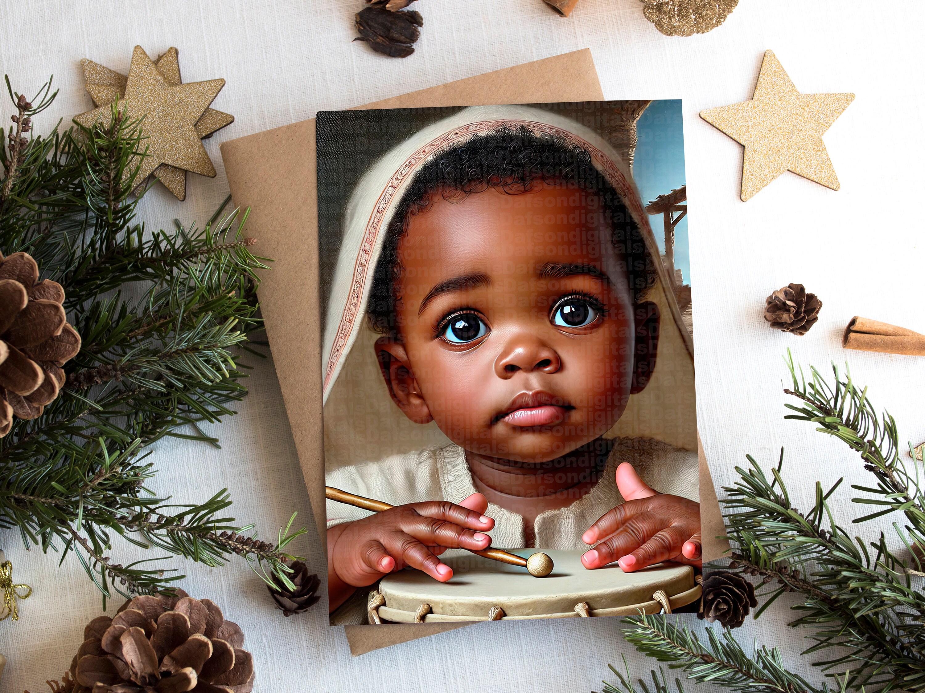 African American Drummer Boy Folded Christmas Card | Black Drummer Boy ...