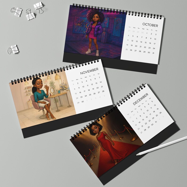 African American 2026 Desktop Calendar | Black Female Calendar | Black ...