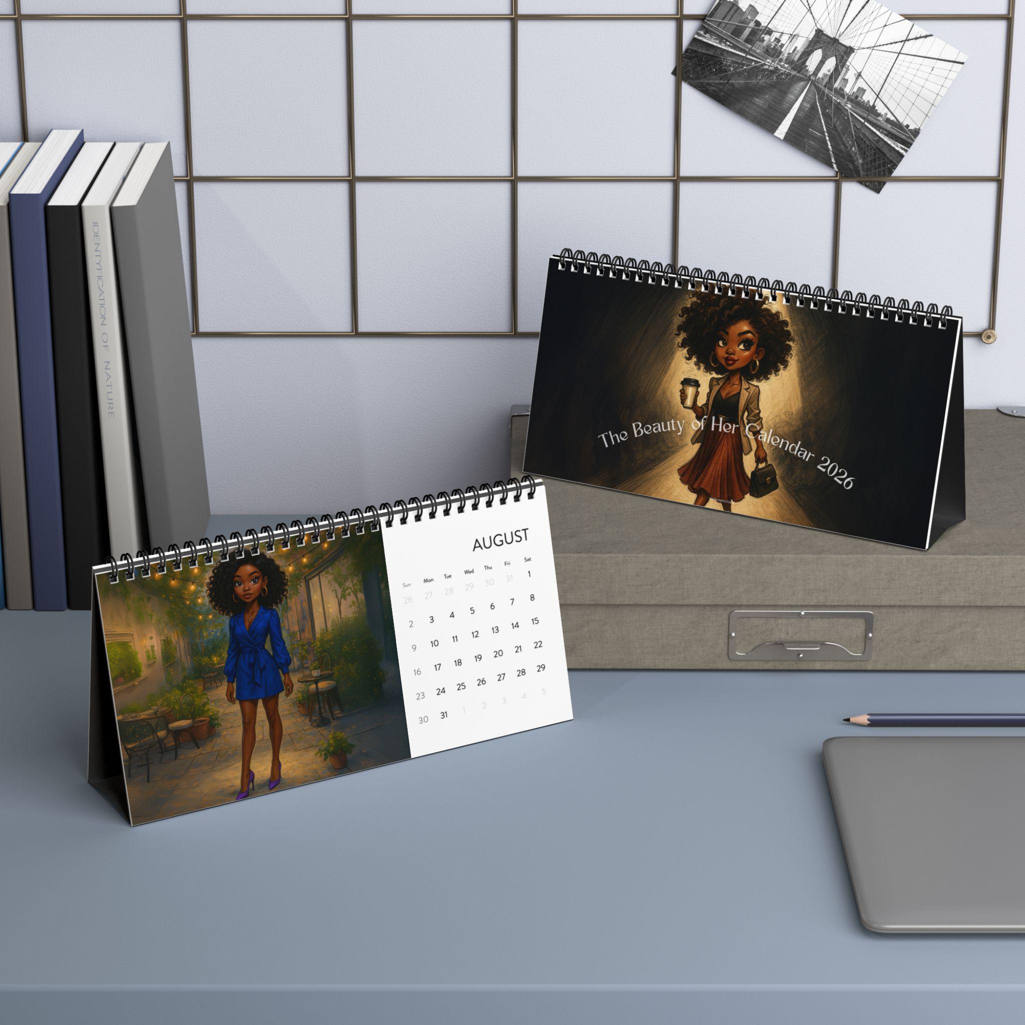 African American 2026 Desktop Calendar | Black Female Calendar | Black ...