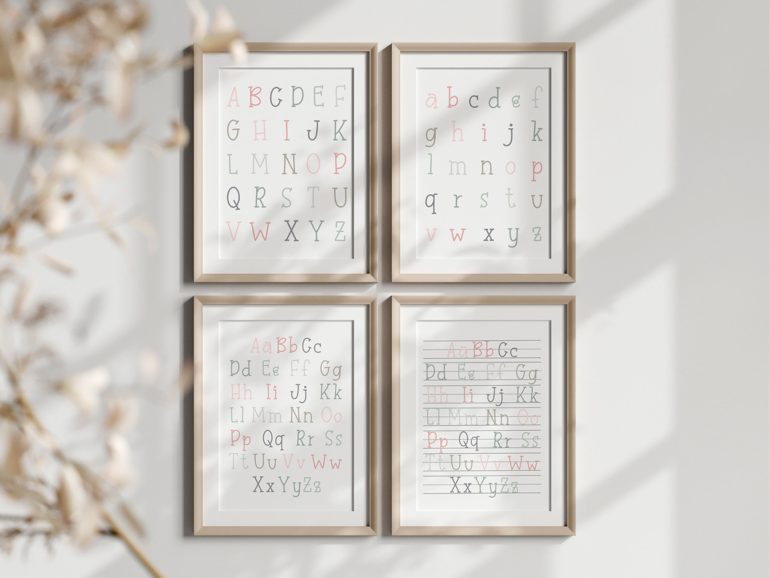 Pink and Green Boho Educational Poster, Playroom Wall Décor, Homeschool ...