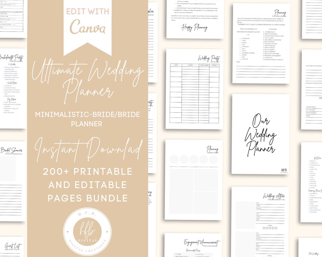 Bride & Bride Customizable Printable Wedding Planner - Etsy