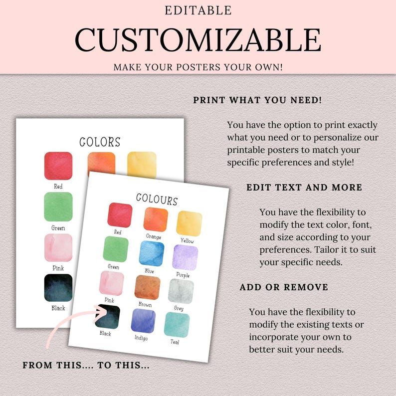 Pink and Green Boho Educational Poster, Playroom Wall Décor, Homeschool ...