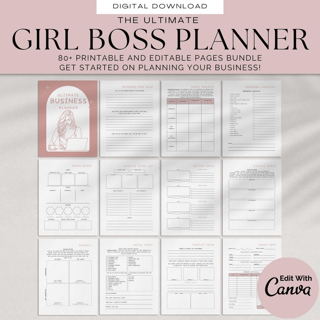 The Ultimate Girl Boss Business Planner, Business Workbook, Printable ...