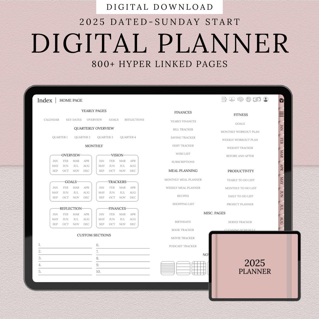 2025 Digital Landscape Planner-rose Pink, Goodnote Planner, iPad ...