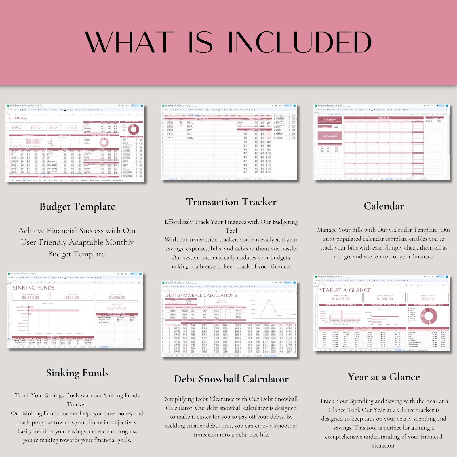 Ultimate Budget Bundle-dusty Rose, Budget Planner for Google Sheets ...