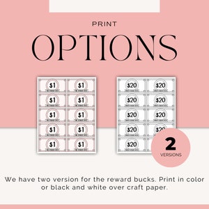 Pink and Green Editable Kids Reward Chart With Reward Bucks Allowance ...