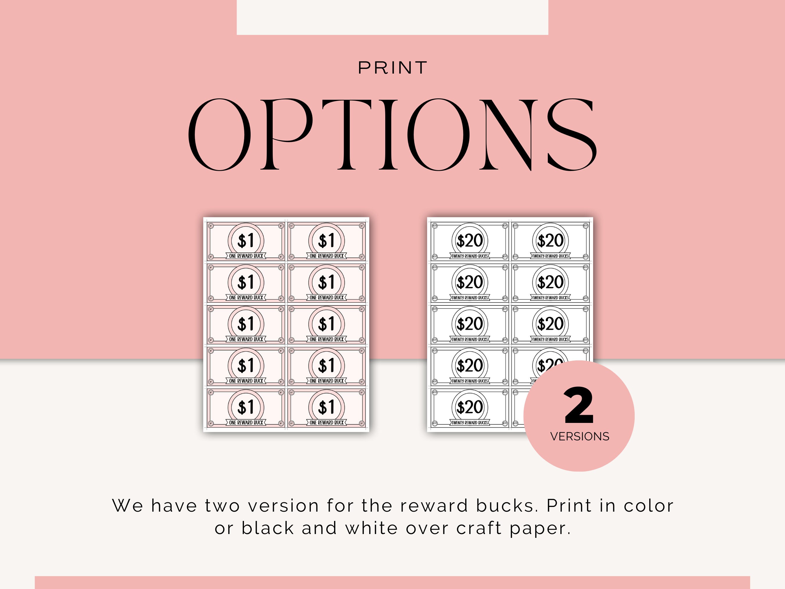 Pink and Green Editable Kids Reward Chart With Reward Bucks Allowance ...