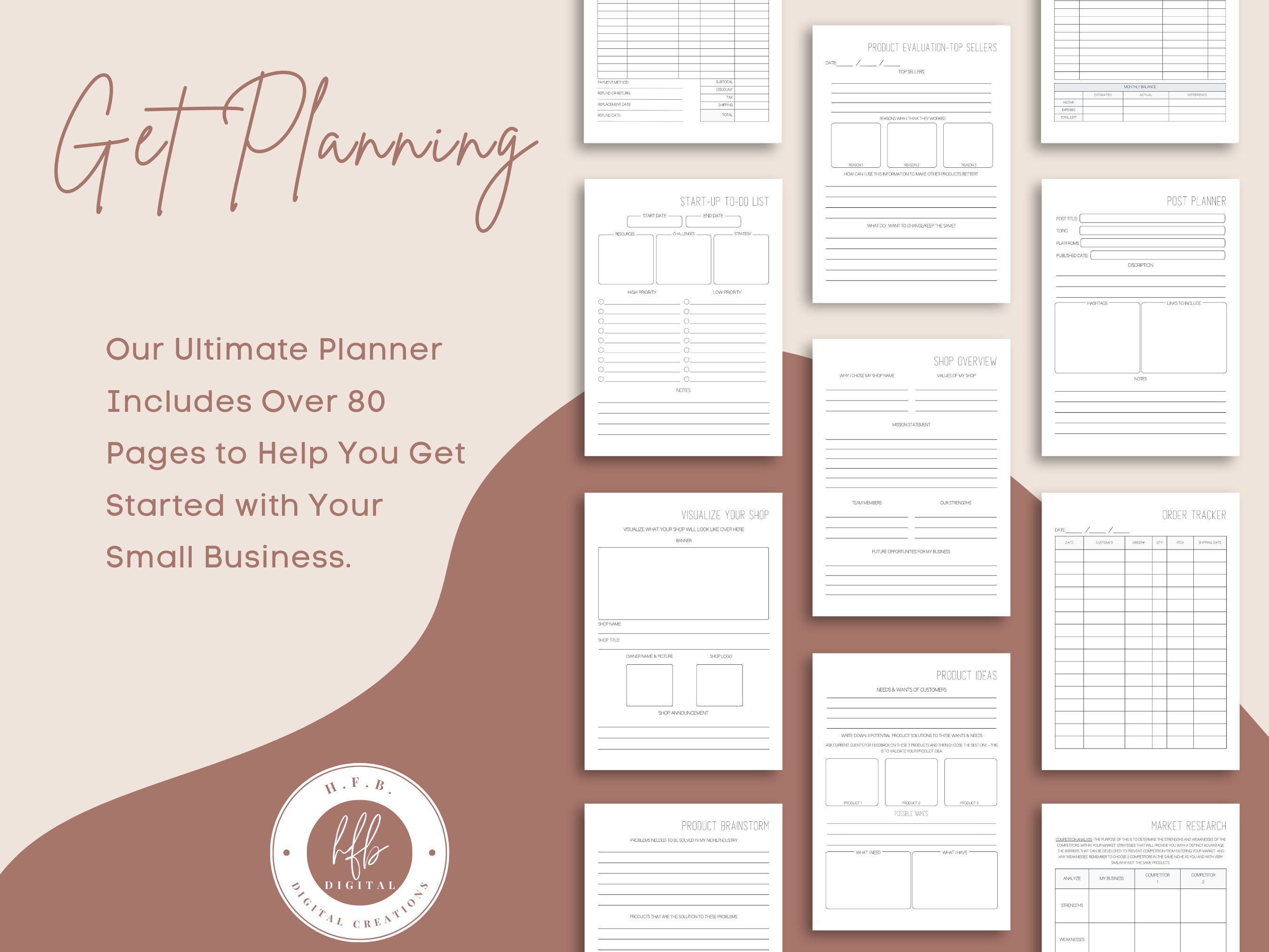 Minimalist Editable Business Planner, Printable Business Planner Bundle ...