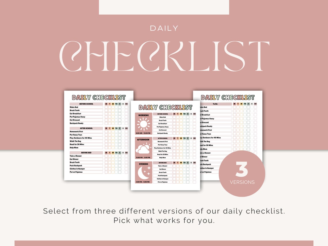 Earth Tones Editable Kids Chore Charts, Rewards and Allowance Daily ...