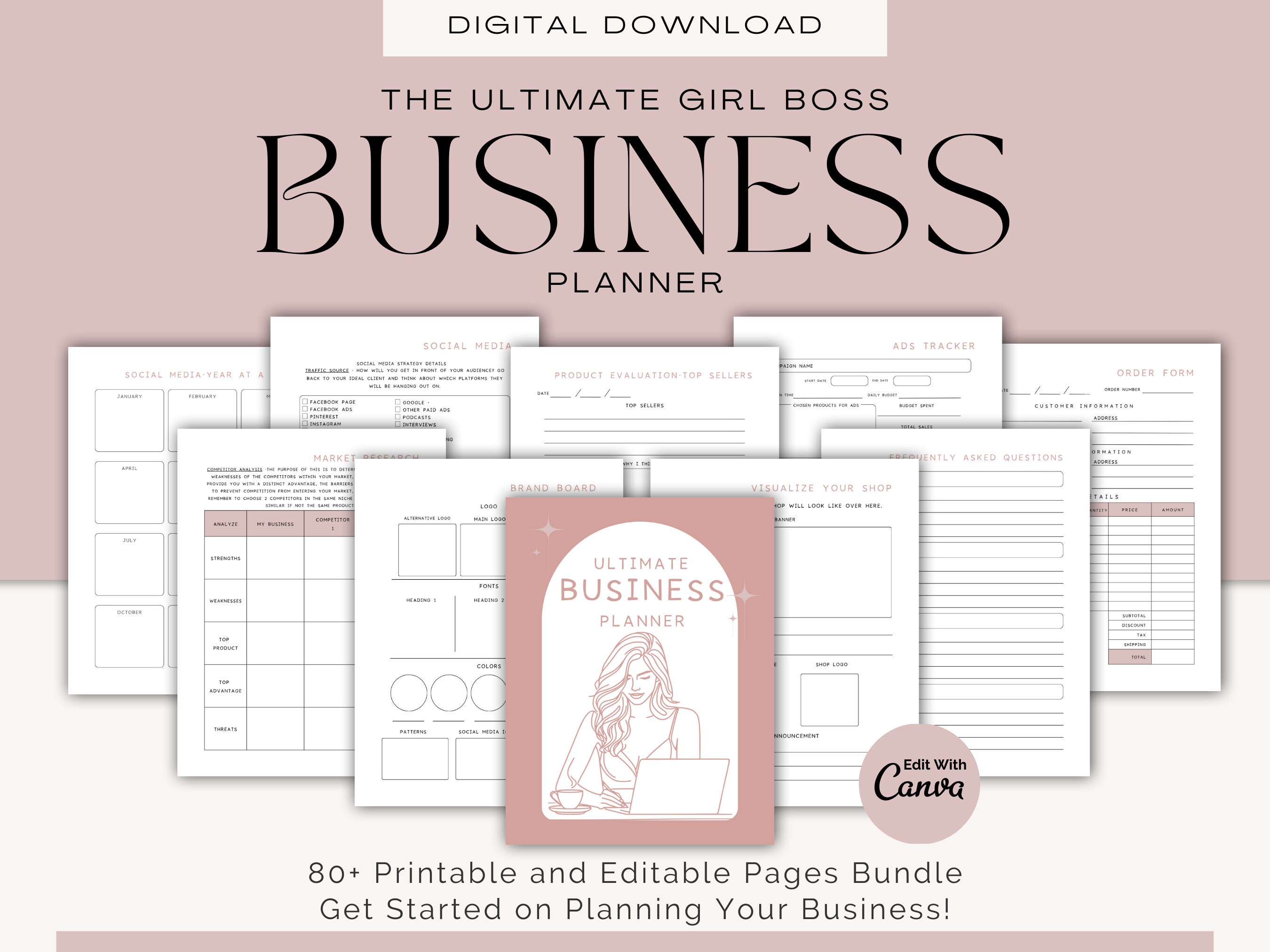 The Ultimate Girl Boss Business Planner, Business Workbook, Printable ...