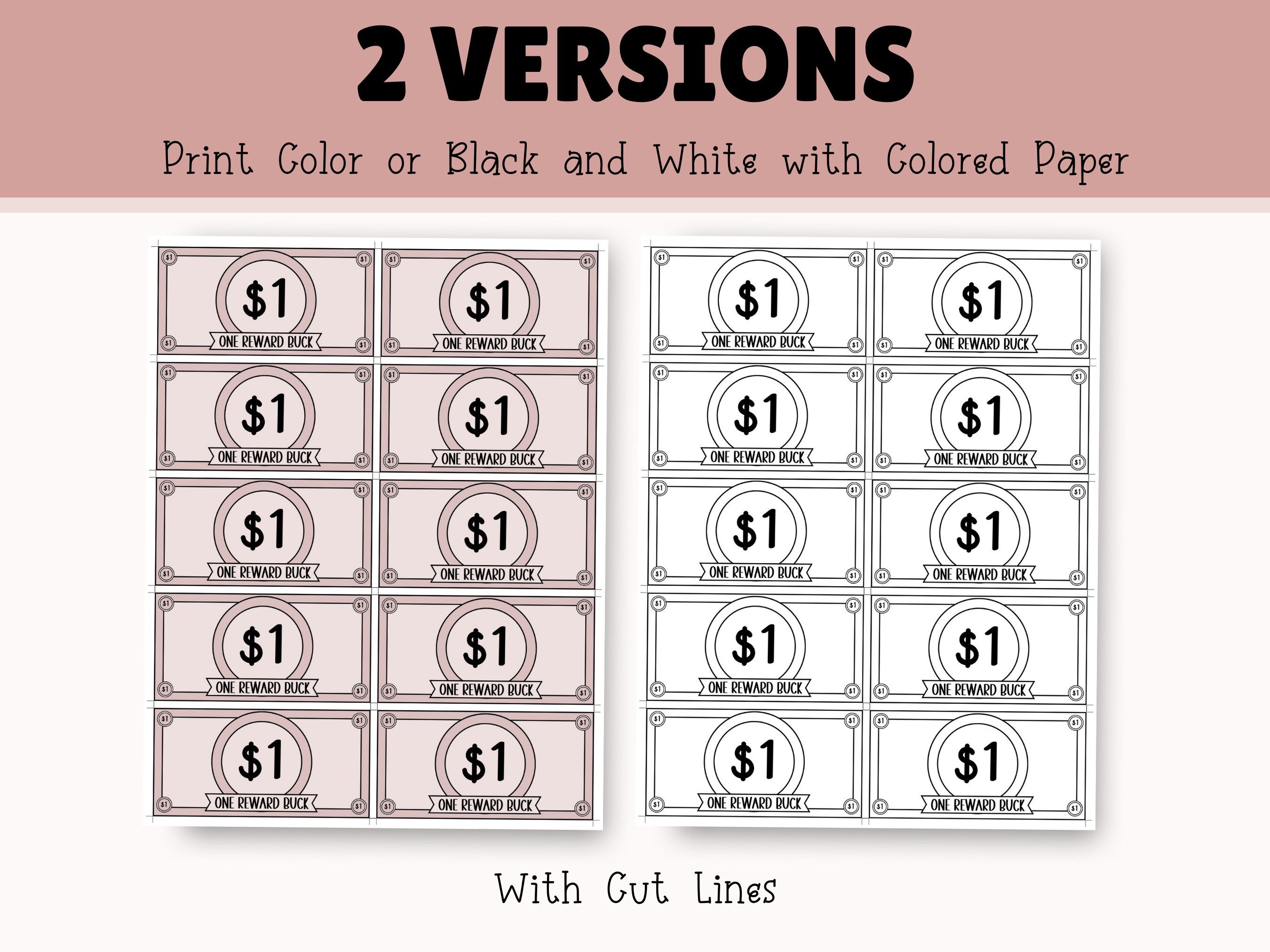Earth Tones Editable Kids Reward Chart With Reward Bucks - Etsy
