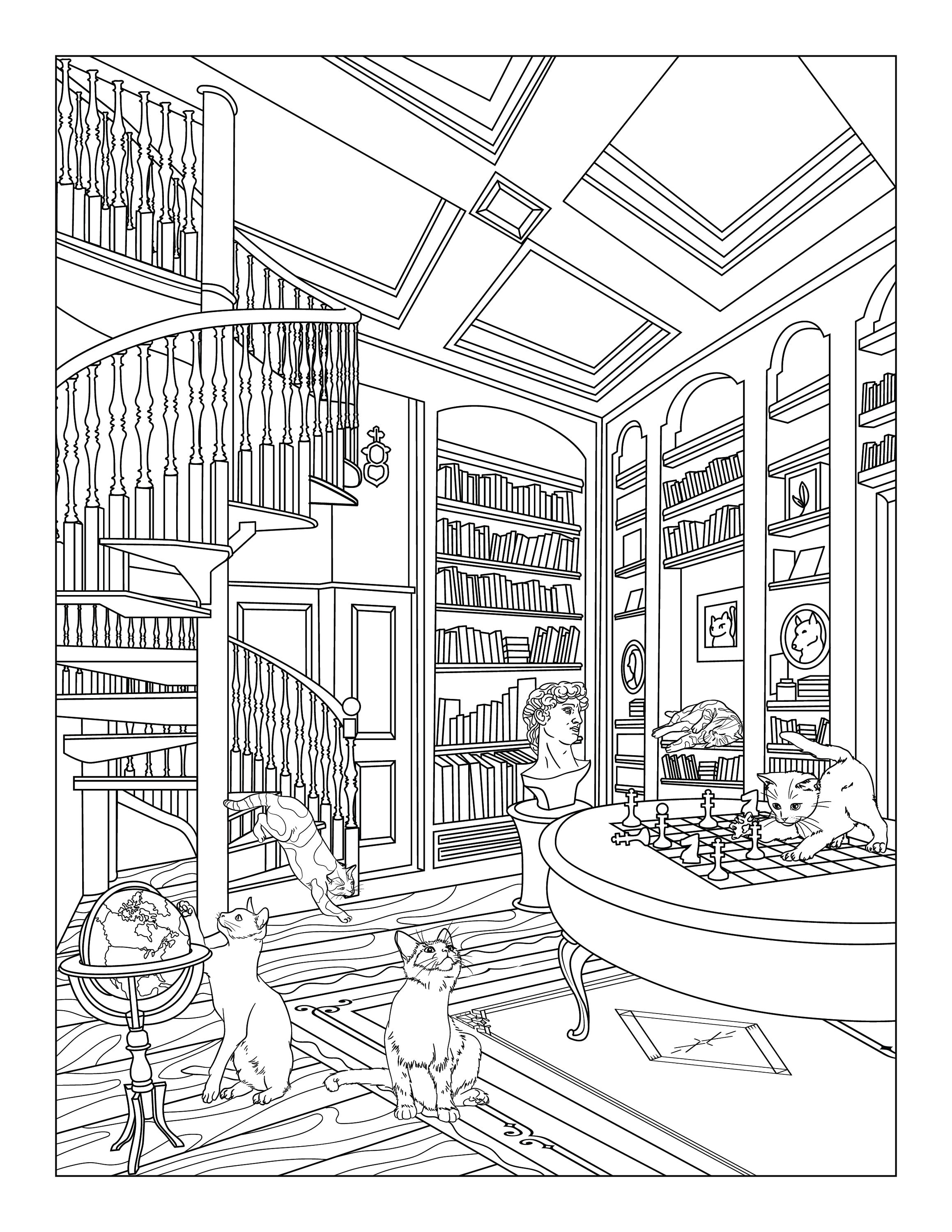 Cat Coloring Page Adult and Kids Colouring Book Cozy and Cute Cats 10 ...