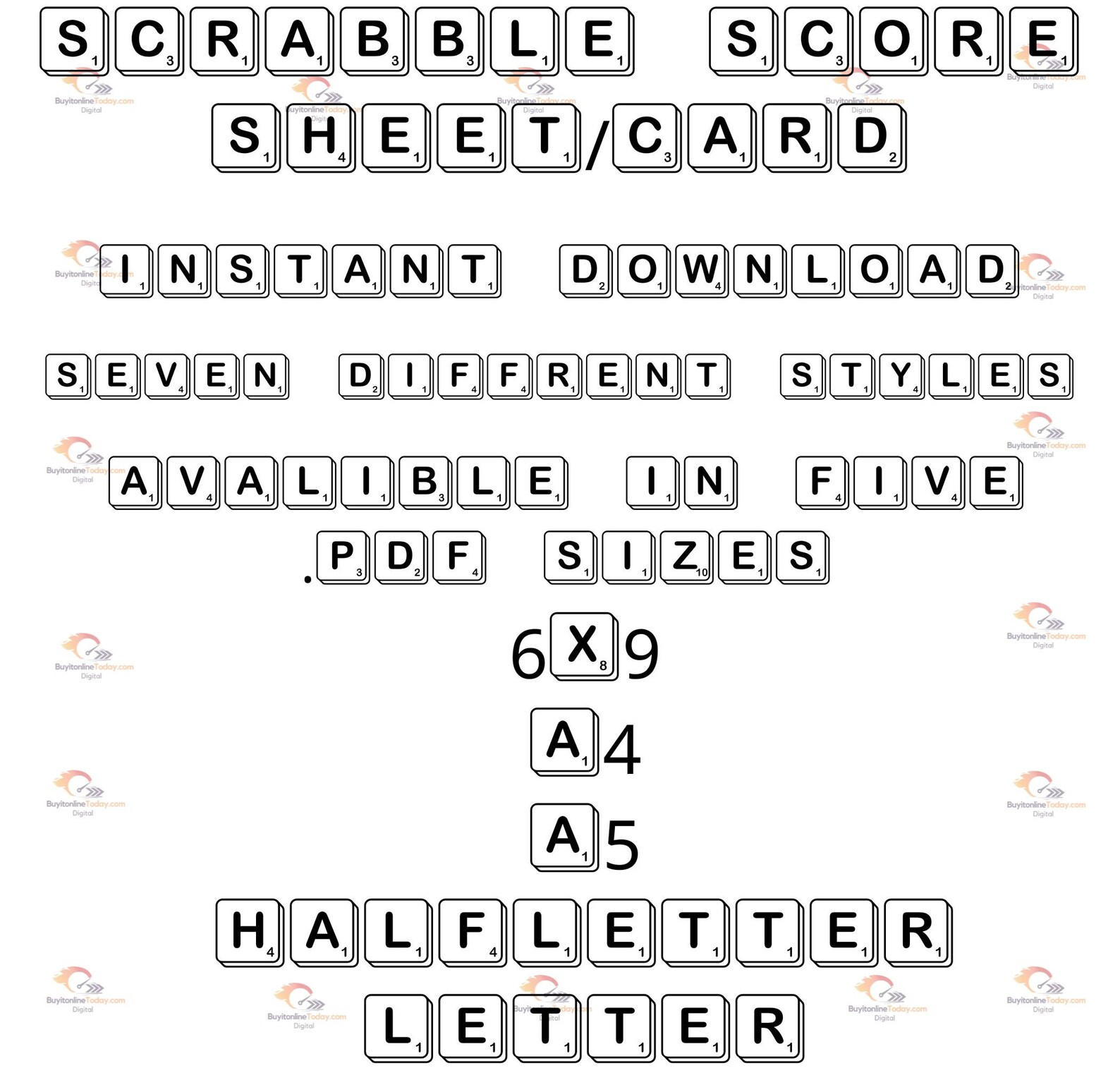 7 Different Styles Printable Scrabble Score Sheets, Scrabble Score Card ...