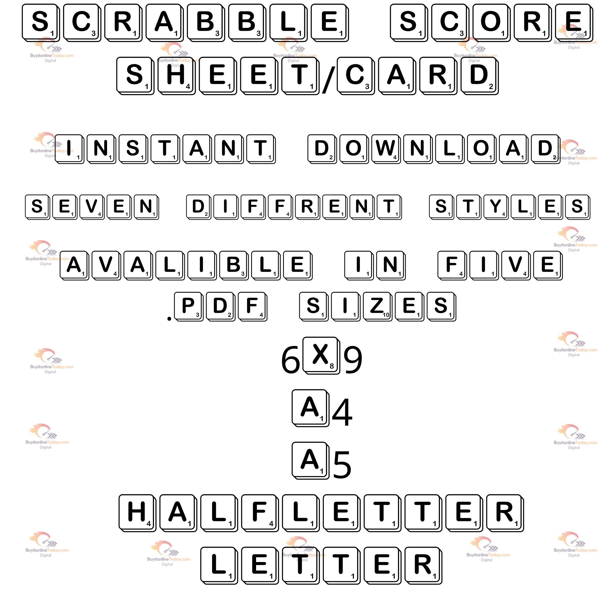 7 Different Styles Printable Scrabble Score Sheets, Scrabble Score Card ...