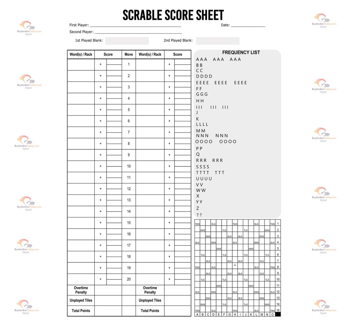 7 Different Styles Printable Scrabble Score Sheets, Scrabble Score Card ...
