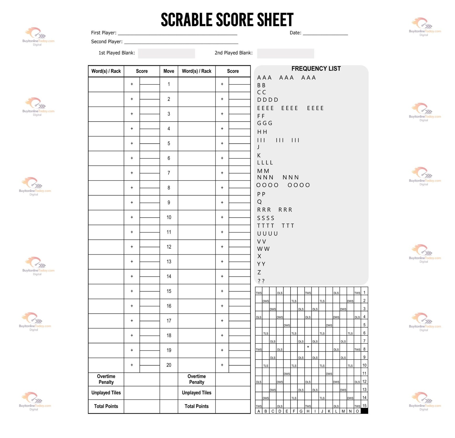 7 Different Styles Printable Scrabble Score Sheets, Scrabble Score Card ...