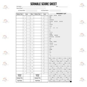 7 Different Styles Printable Scrabble Score Sheets, Scrabble Score Card ...
