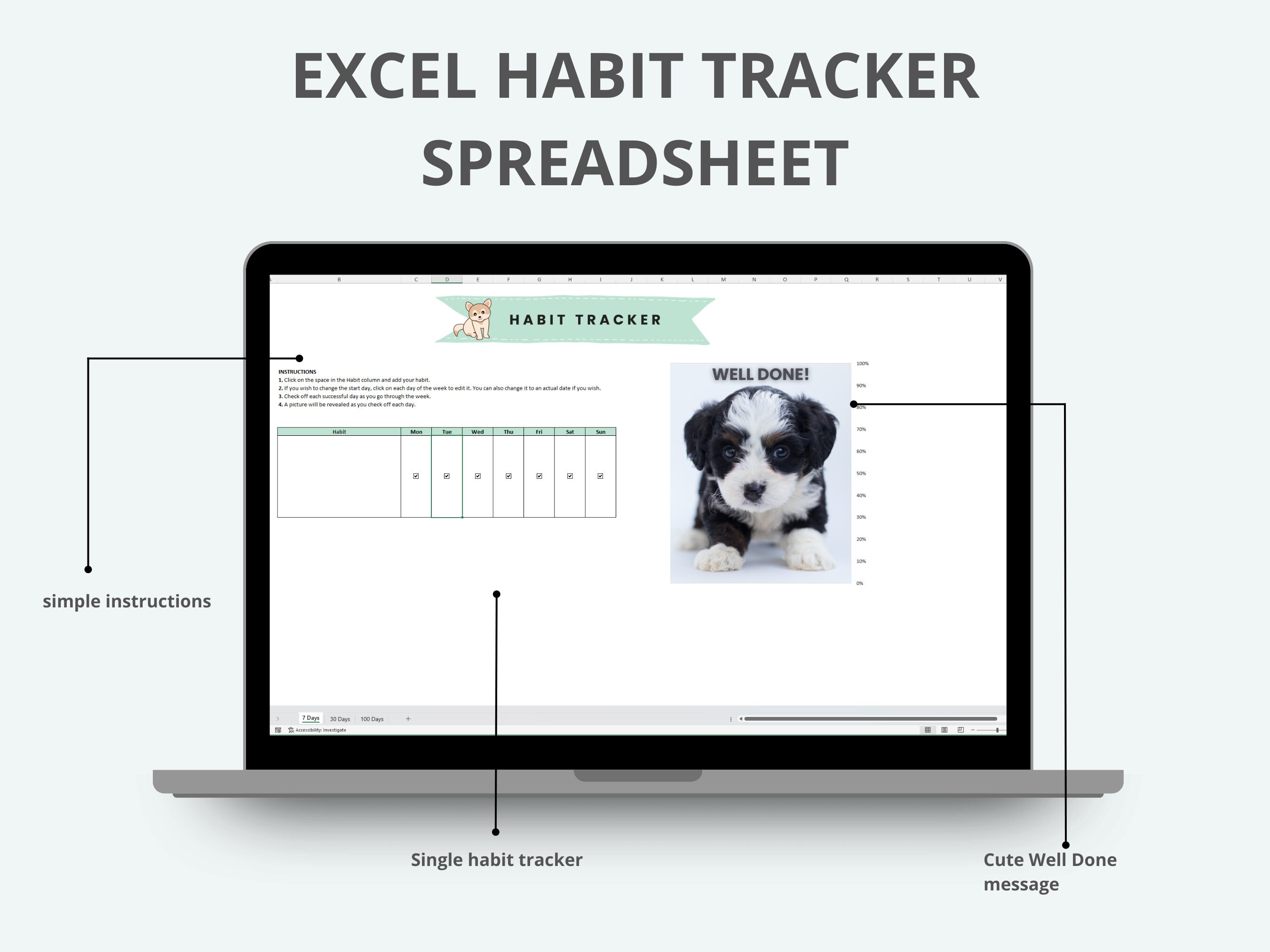 Cute Habit Tracker Spreadsheet for Excel - Etsy