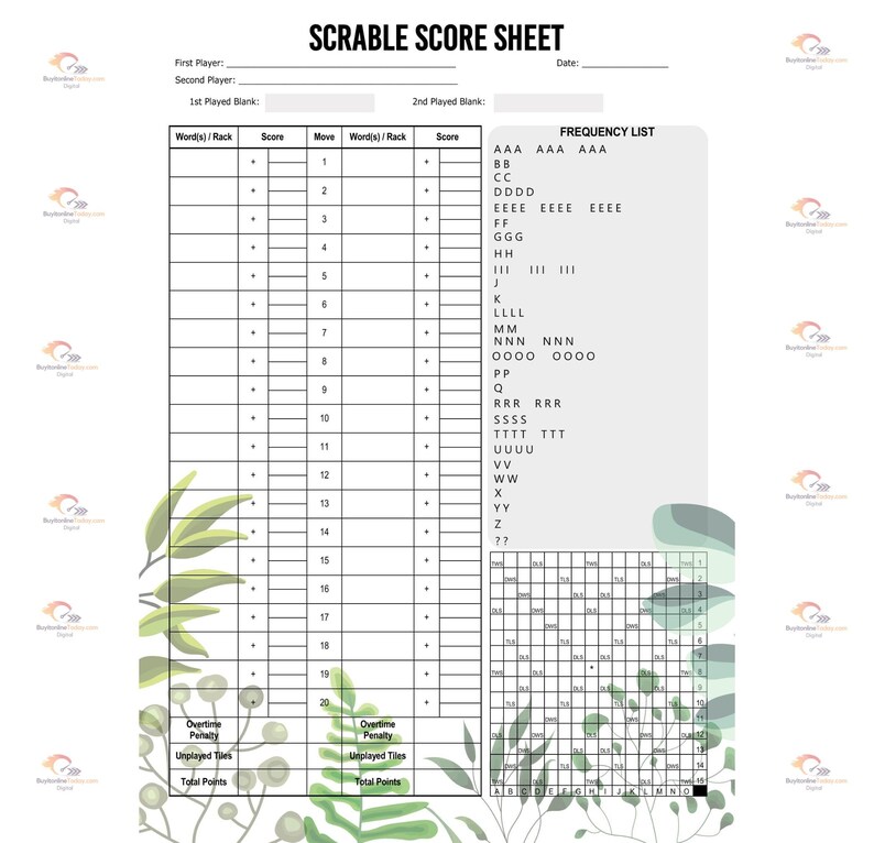 7 Different Styles Printable Scrabble Score Sheets, Scrabble Score Card. Scrabble Score Pad ...