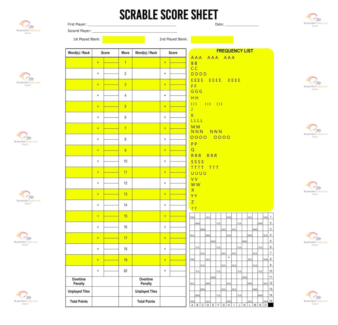 7 Different Styles Printable Scrabble Score Sheets, Scrabble Score Card ...