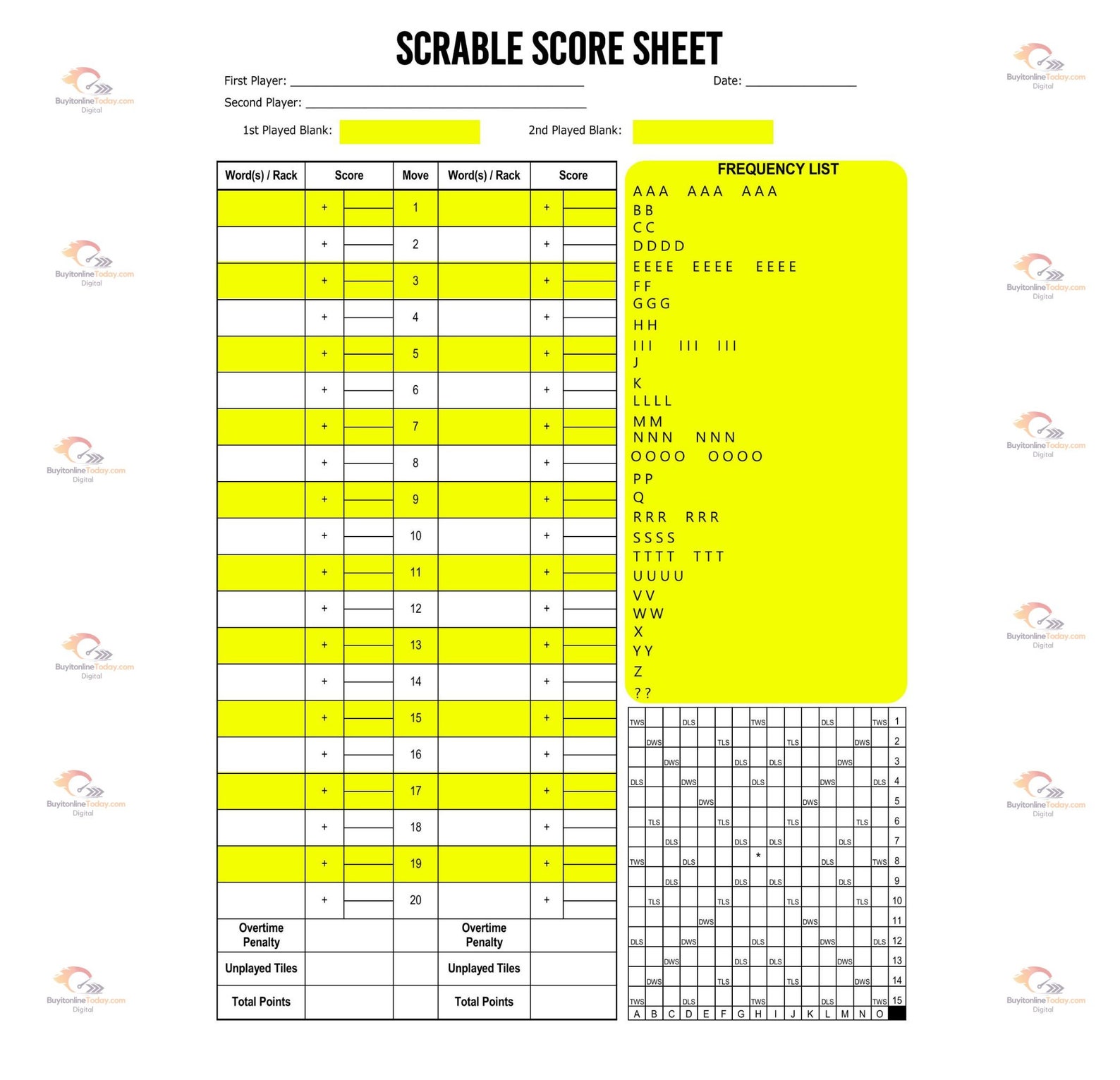 7 Different Styles Printable Scrabble Score Sheets, Scrabble Score Card ...