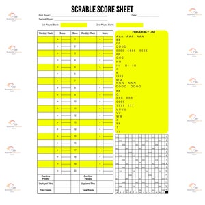 7 Different Styles Printable Scrabble Score Sheets, Scrabble Score Card ...