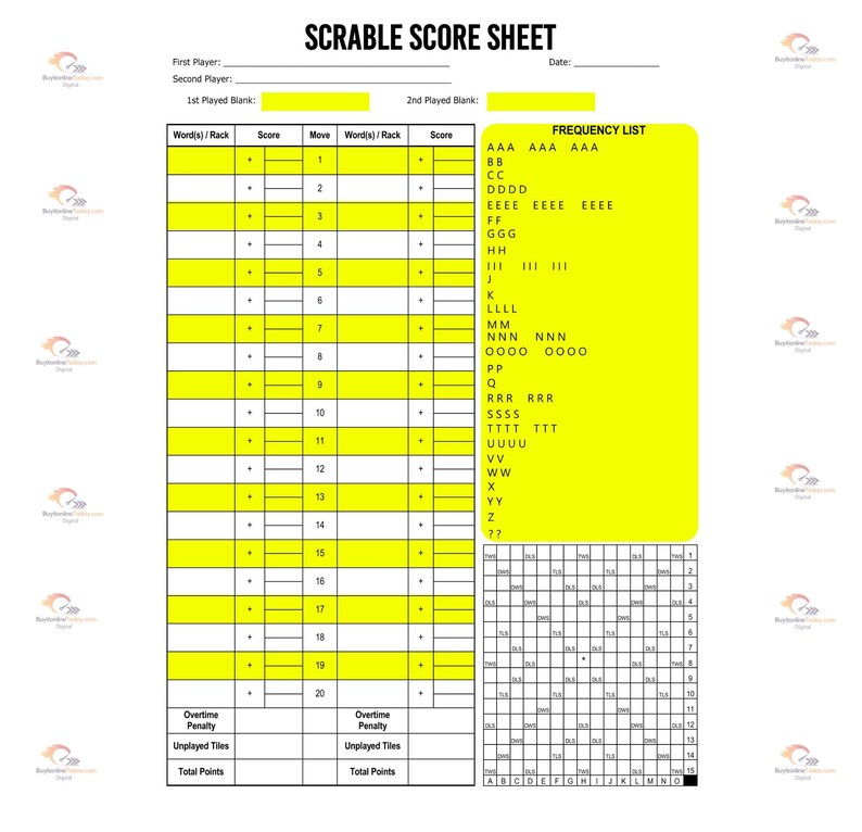 7 Different Styles Printable Scrabble Score Sheets, Scrabble Score Card ...