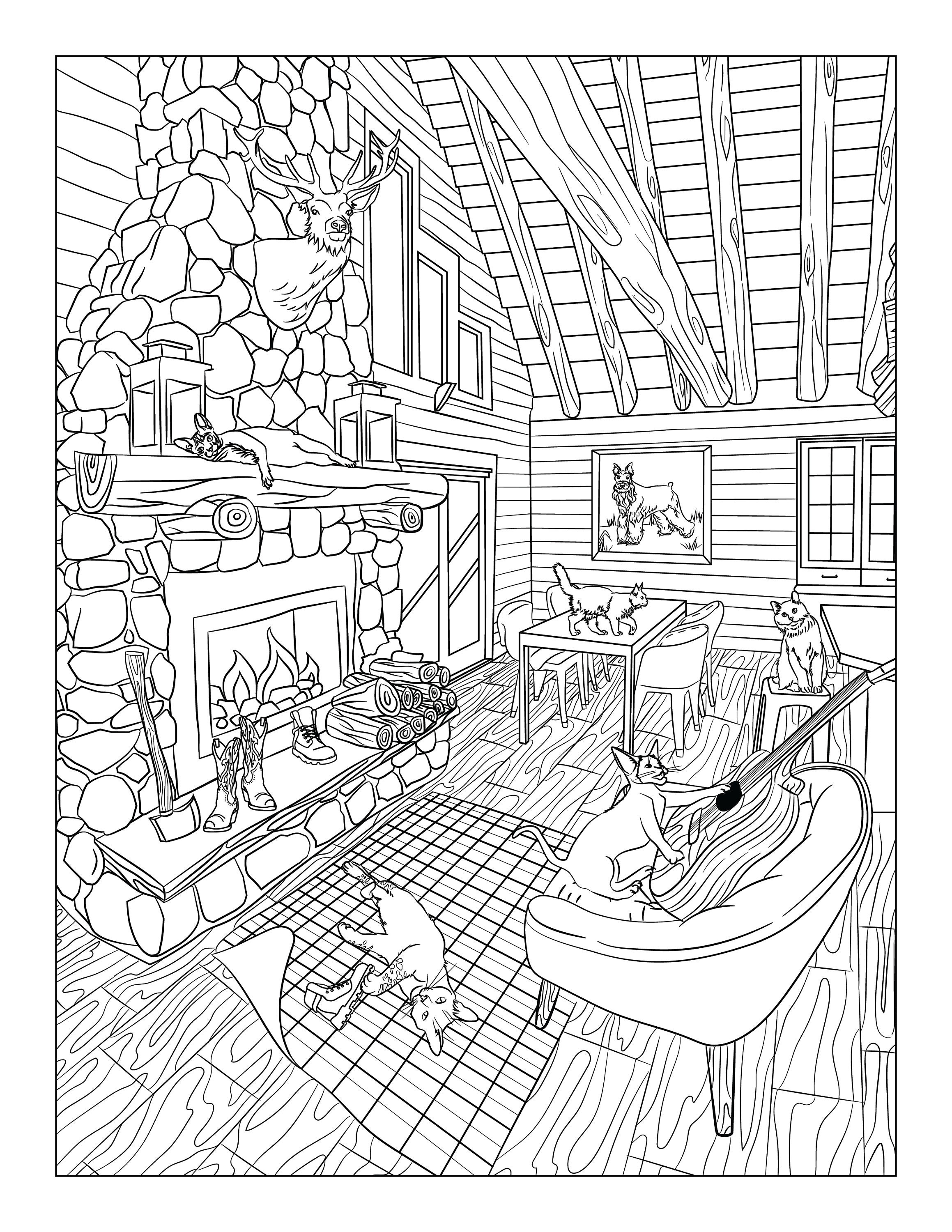 Cat Coloring Page Adult and Kids Colouring Book Cozy and Cute Cats 10 ...