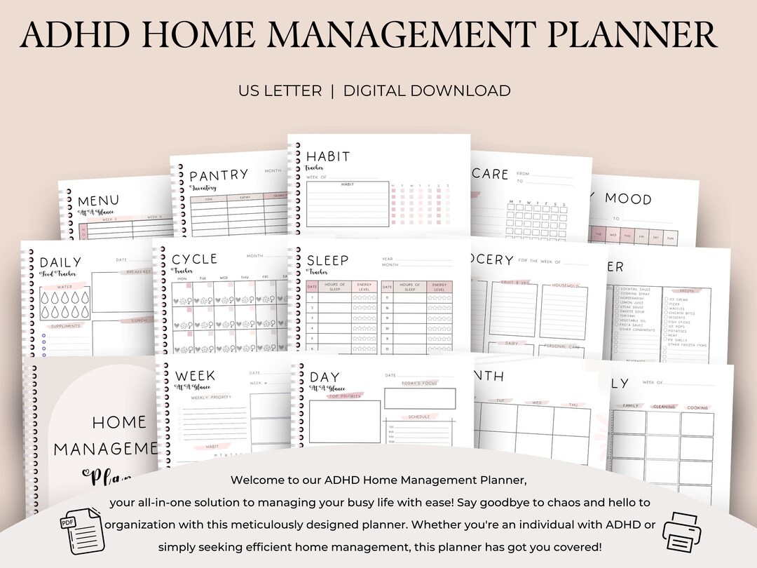 ADHD Home Management Planner - Stay Organized, Focused and on Track! - Etsy